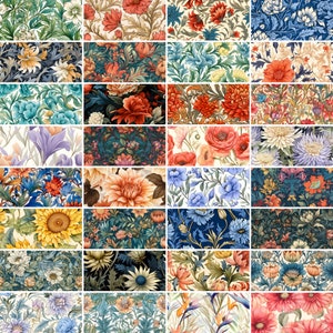 100 William Morris Style Seamless Floral Patterns, 50+ Flower Types and ...