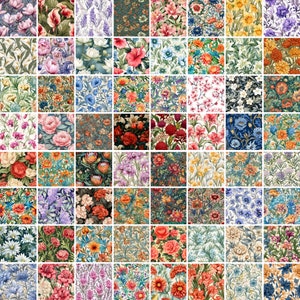 100 William Morris Style Seamless Floral Patterns, 50+ Flower Types and ...
