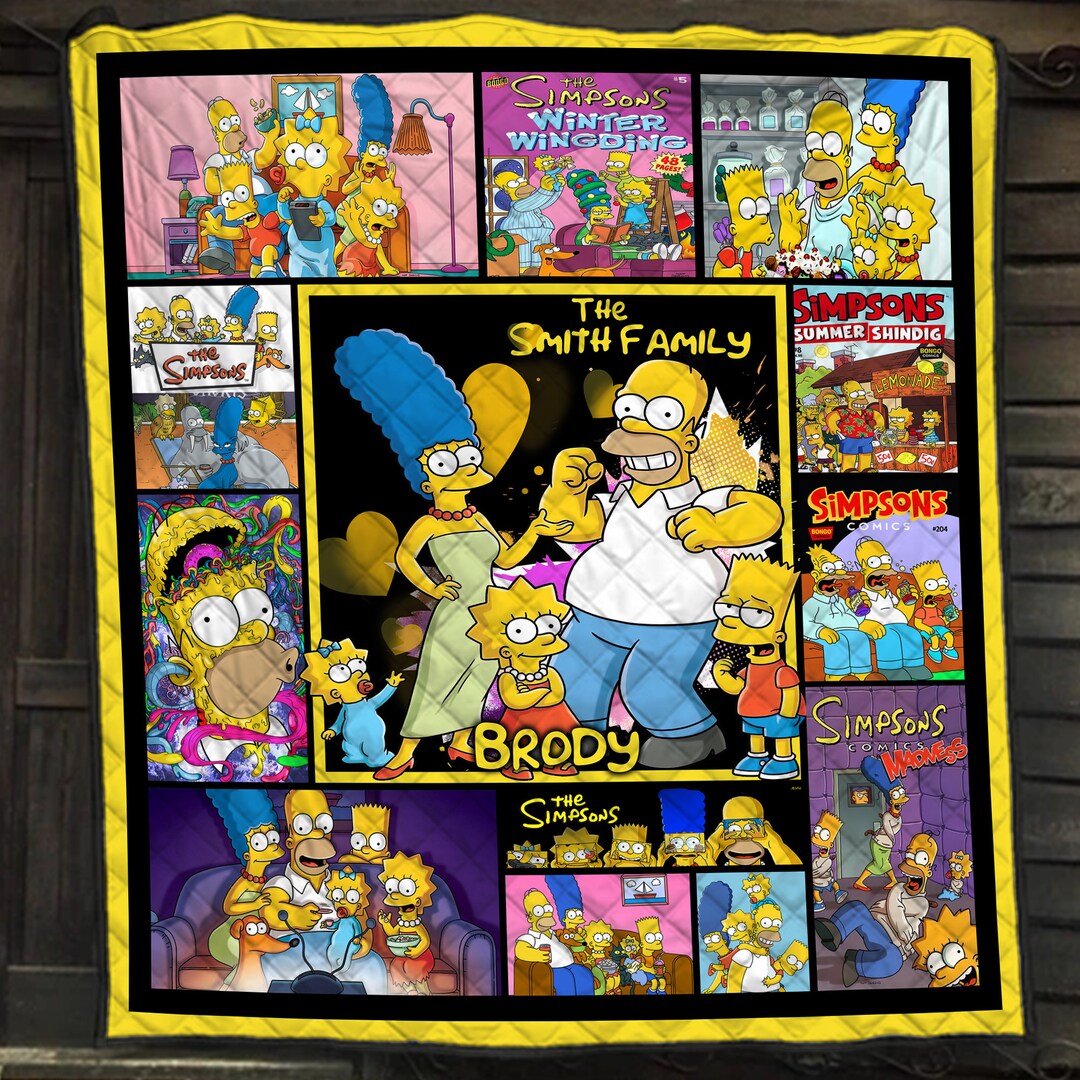 Personalized the Simpsons Family Quilt Blanket Custom Name - Etsy