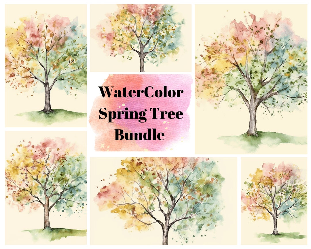 Watercolor Spring Tree Clipart Clipart Bundle 5 Set Bundle Digital ...