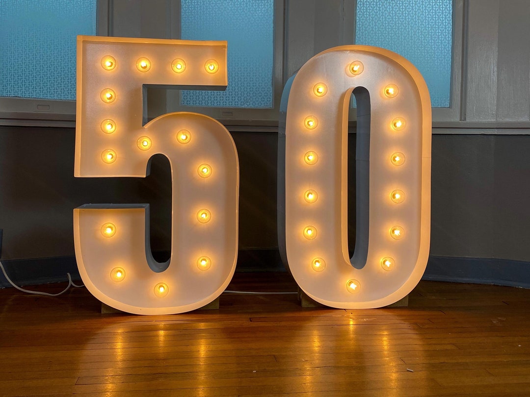 Metal & Wood Large Marquee Numbers 4ft 5ft 6ft Large Light up Numbers 5 ...