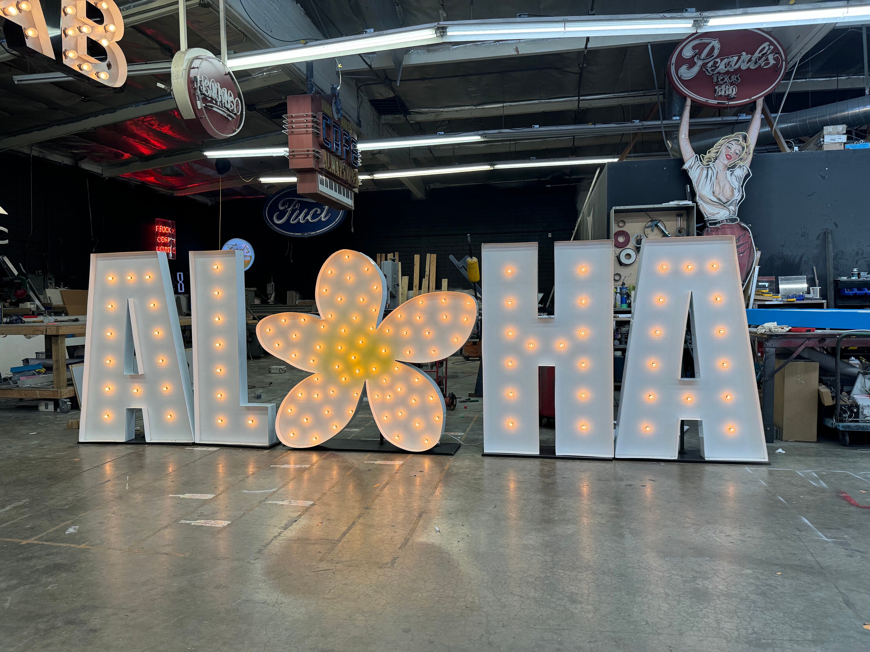 ALOHA Marquee Sign Large Light up Flower Plumeria Large Marquee Letters ...