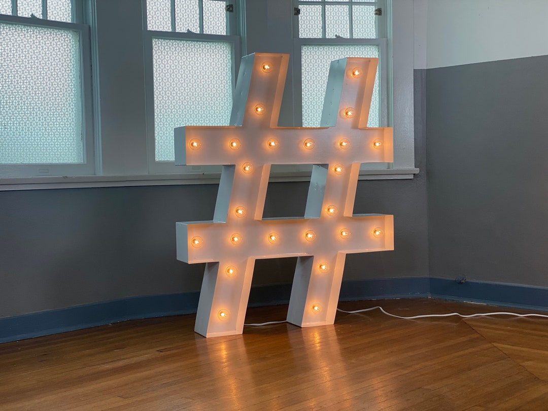 Large Hashtag Marquee Shape Symbol 4ft Tall | Large Marquee Symbol ...