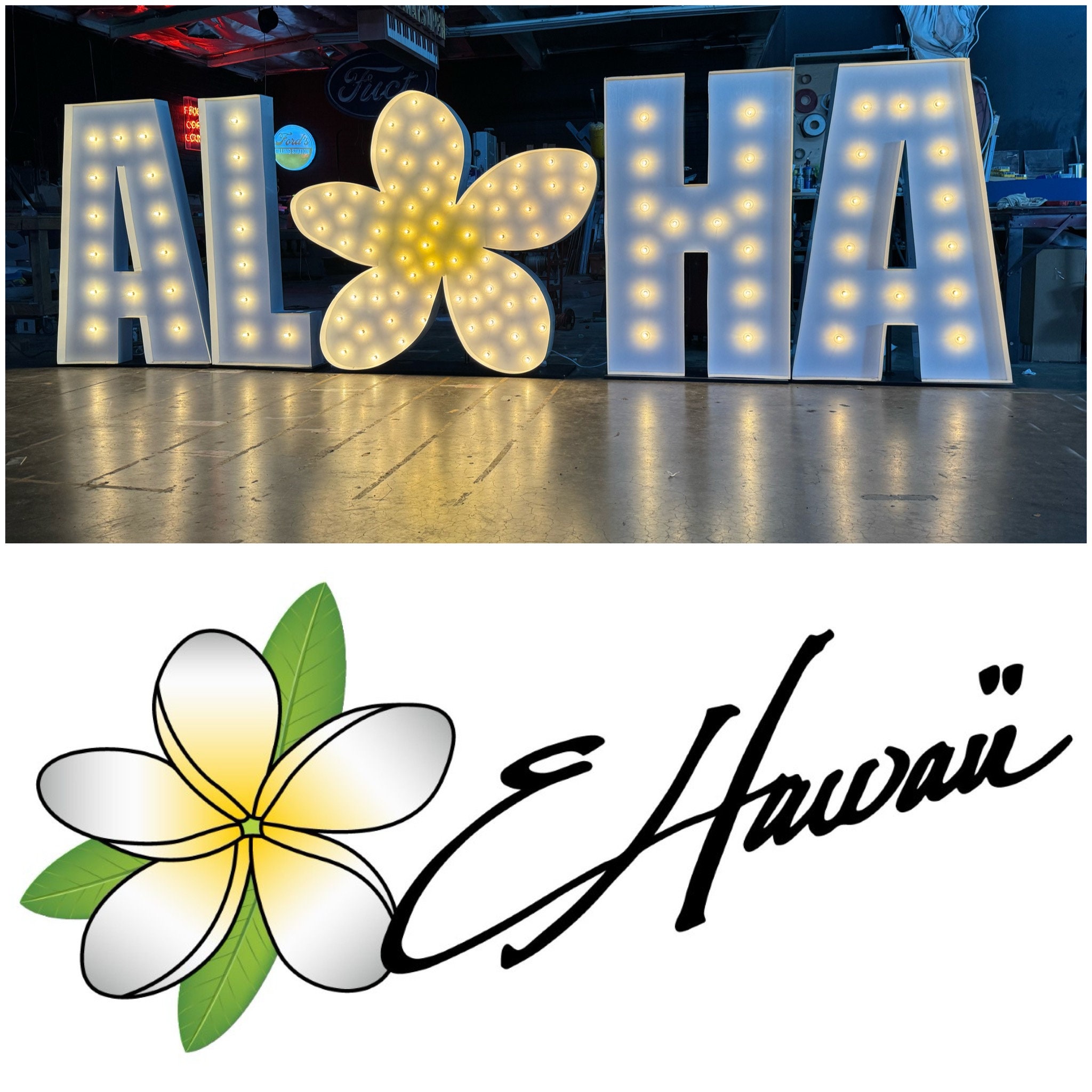 ALOHA Marquee Sign Large Light up Flower Plumeria Large Marquee Letters ...