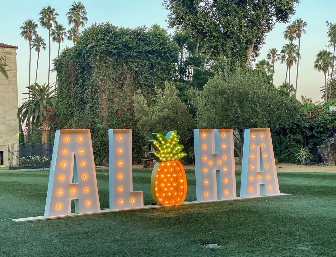 ALOHA Marquee Sign Large Light up Pineapple Large Marquee Letters 5ft ...