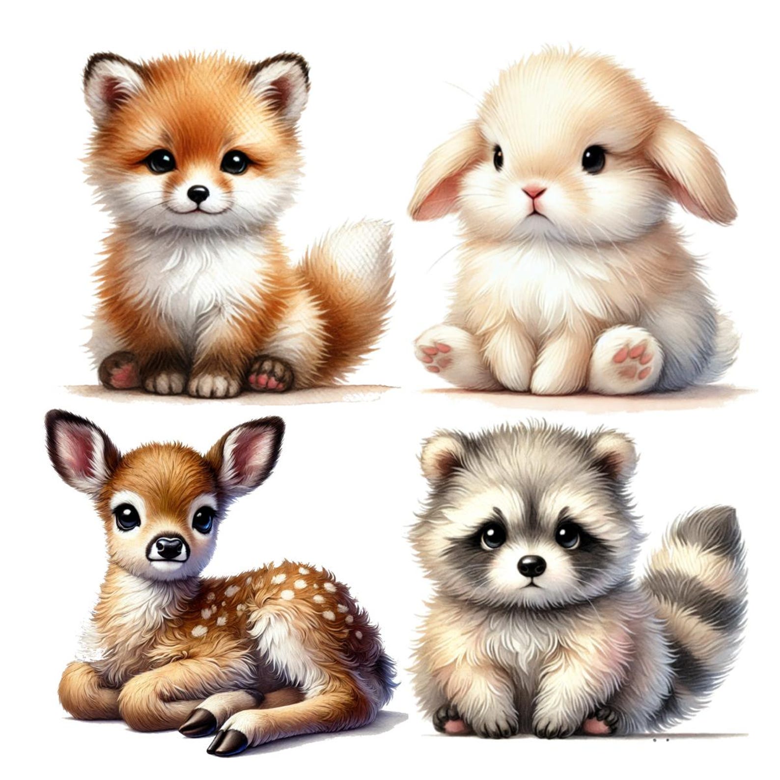 Cute Woodland Animal Clip Art, Woodland Creatures, Cottagecore, Baby ...