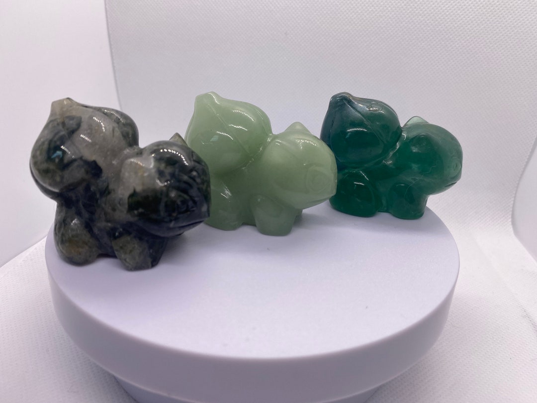 Bulbasaur Pokémon Crystal Carving in Moss Agate Fluorite or Green ...