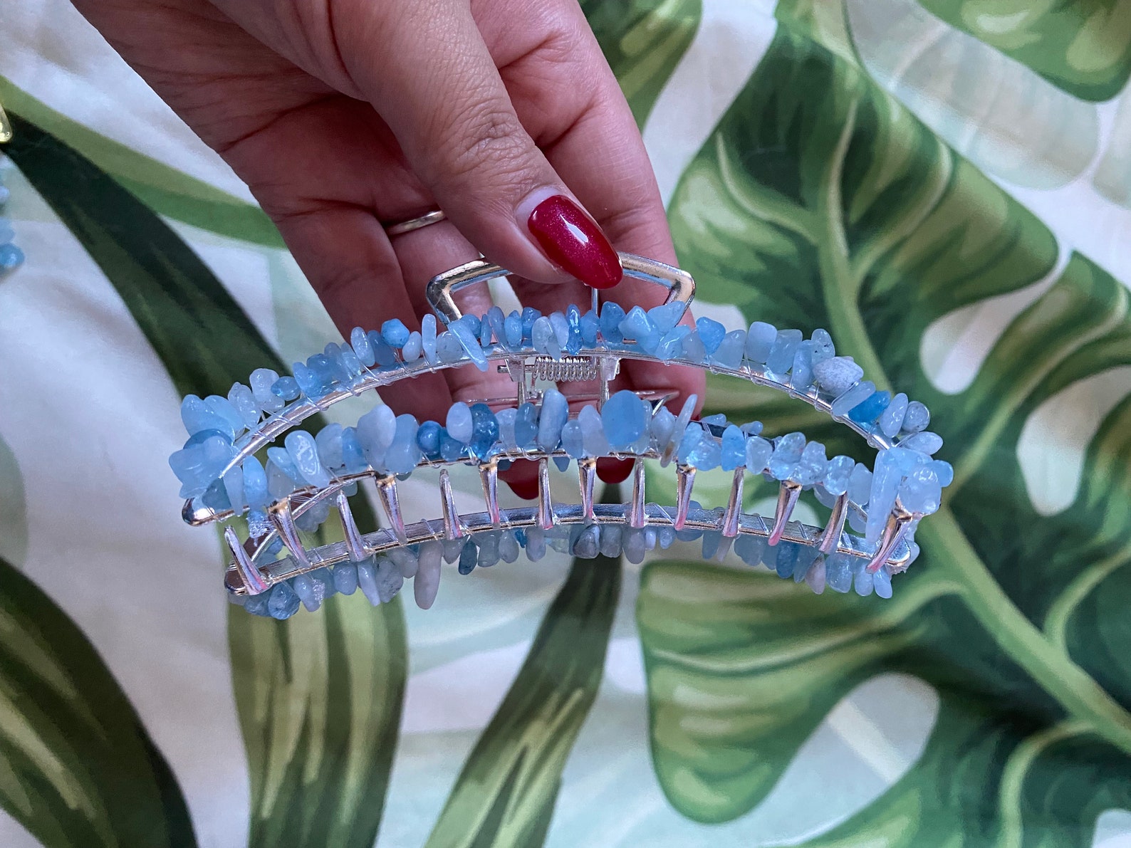 Crystal Hair Claw Clips Crystal Chips Rose Quartz Amethyst Apatite ...