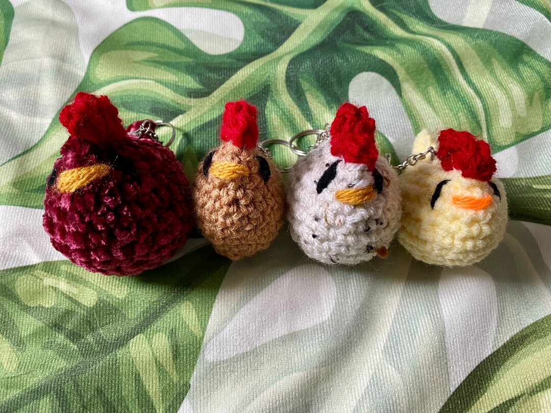 Chicken Crochet Keychains Mini Chicks in Brown White Speckled Yellow ...