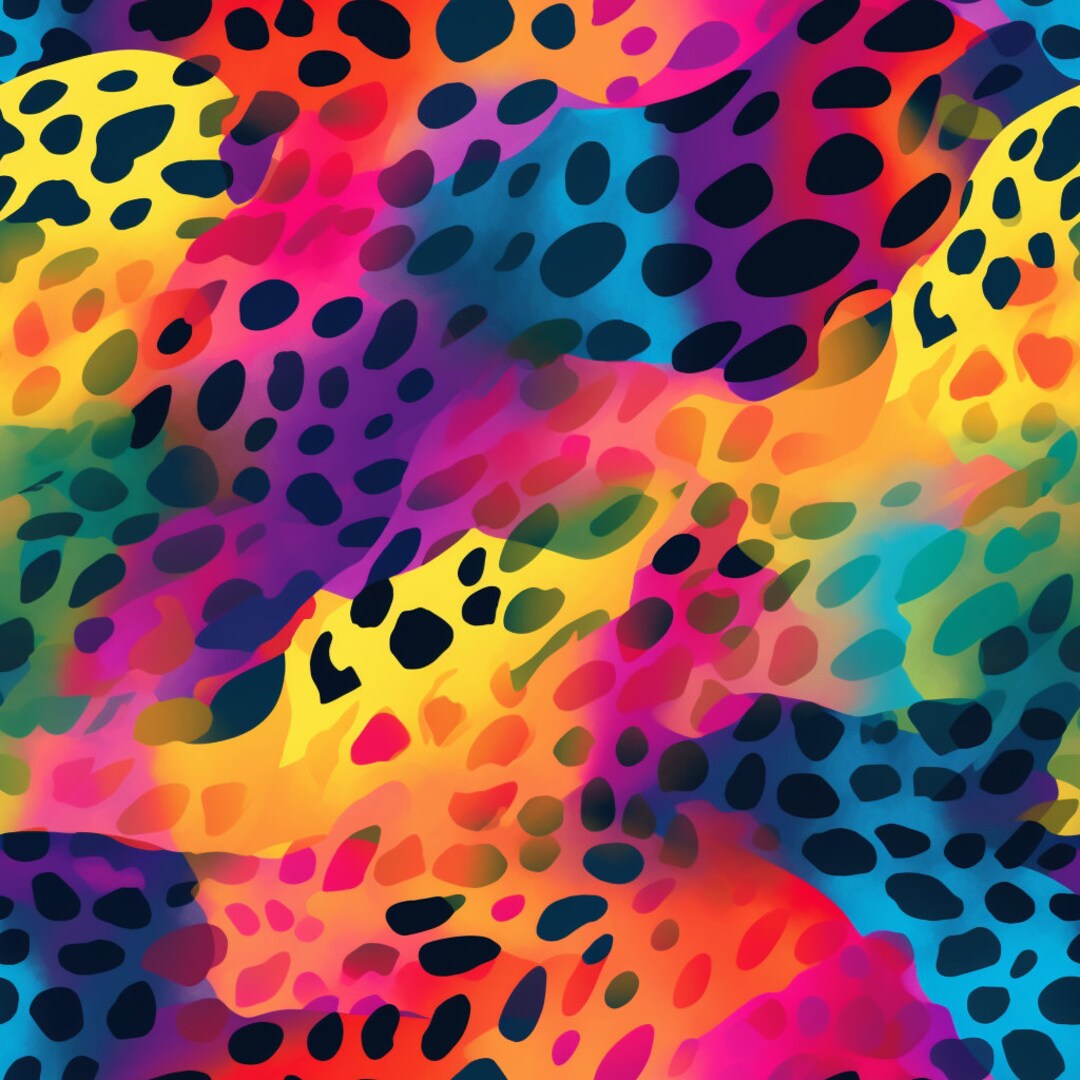Bright Rainbow Leopard Print | Digital Paper | Seamless Pattern ...