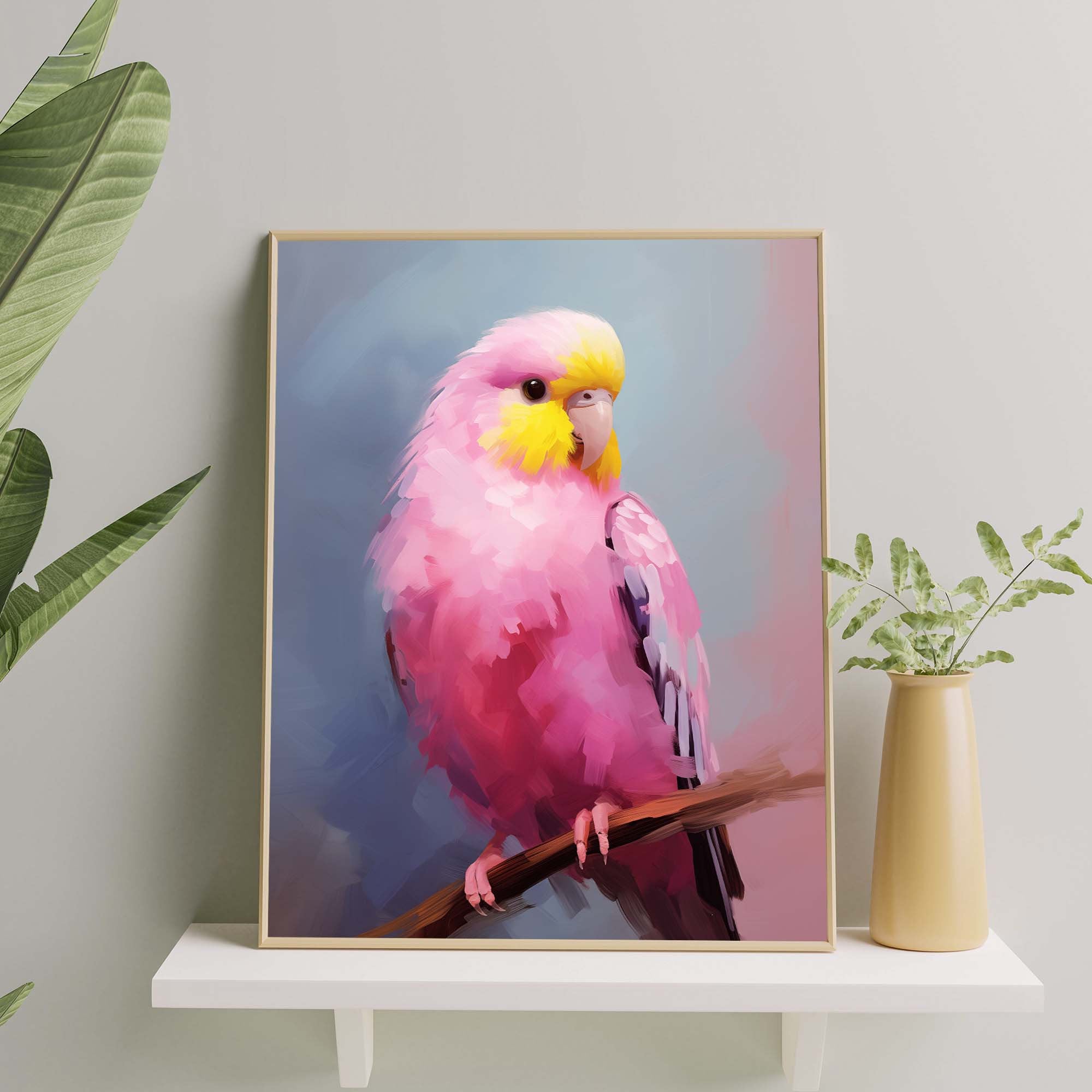 Pink Australian Parakeet Bird Art Poster Budgerigar Bird - Etsy