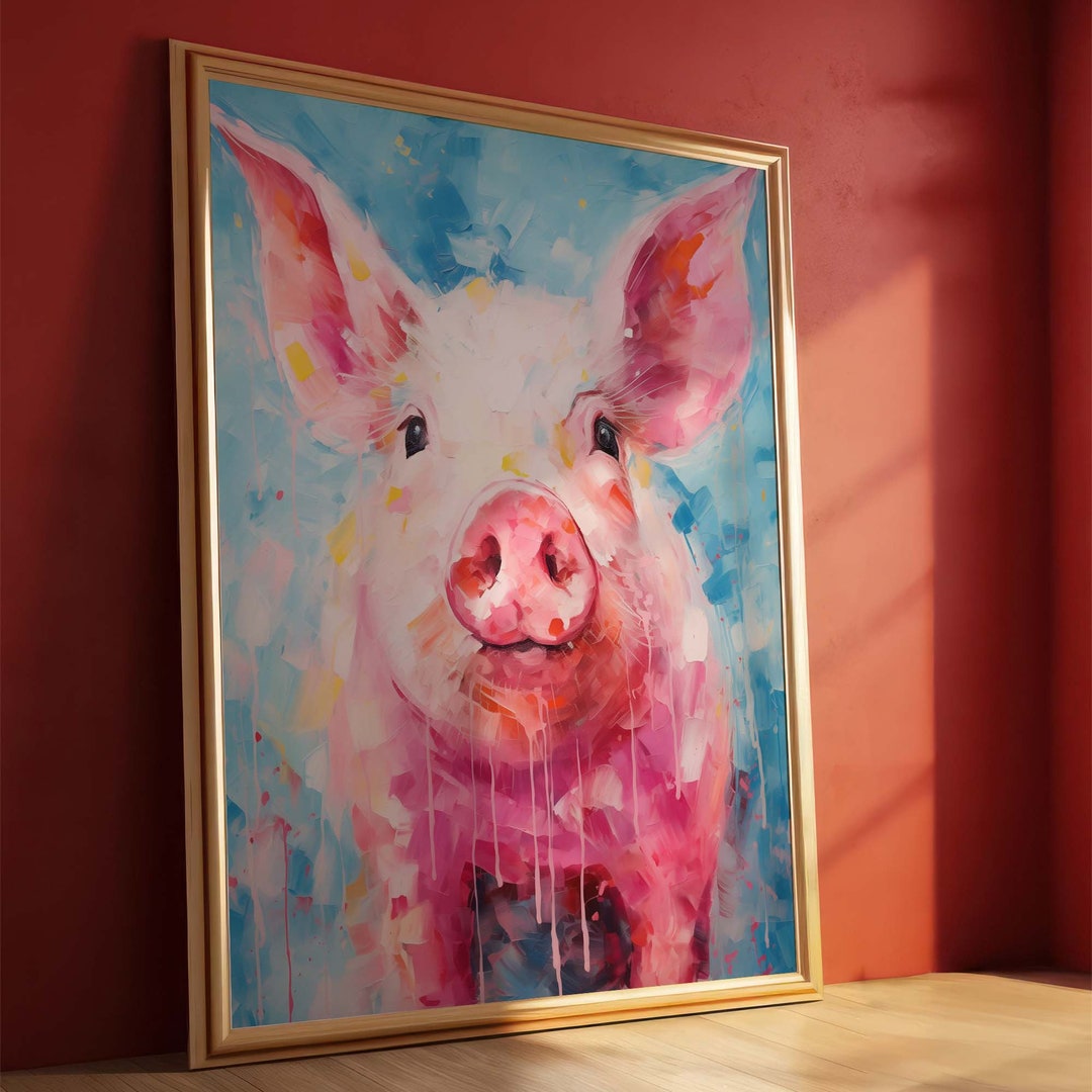 Pig Art Print Pig Wall Art Poster Cute Pig Artwork - Etsy