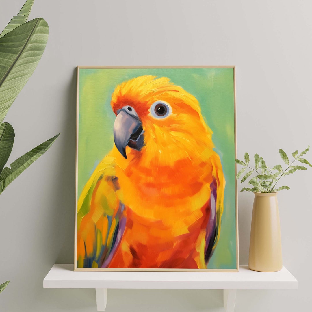 Sun Parakeets Portrait Painting Cute Sun Conure Art Poster - Etsy
