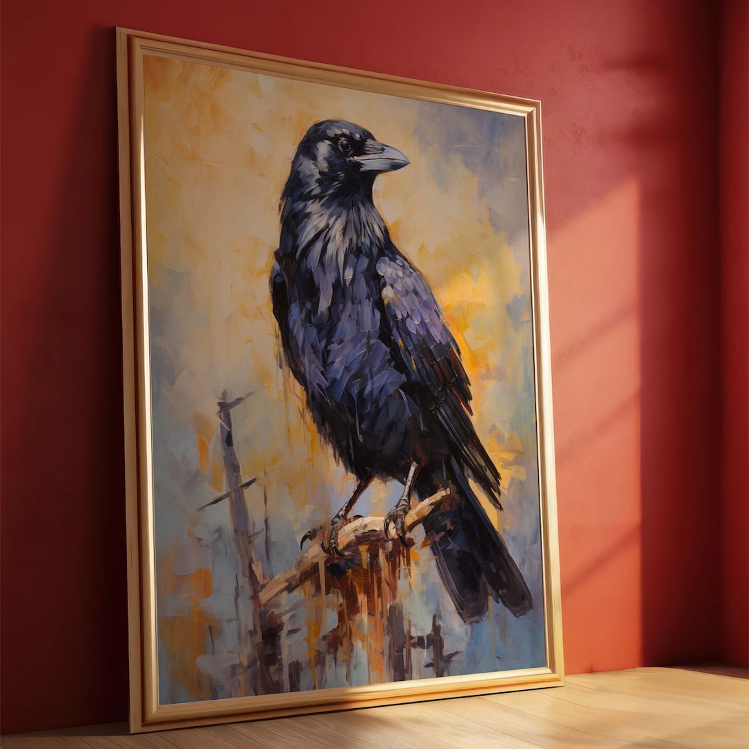 Raven Art Painting Raven Art Print Raven Wall Art Poster - Etsy