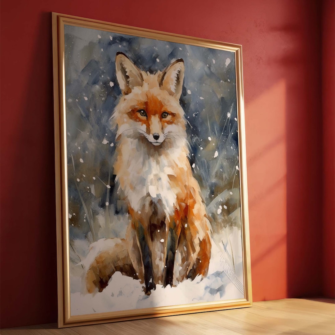 Fox Art Print Cute Fox Art Painting Fox Wall Art Poster - Etsy