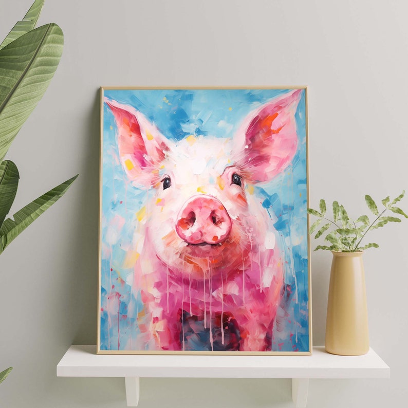 Pig Art Print Pig Wall Art Poster Cute Pig Artwork - Etsy