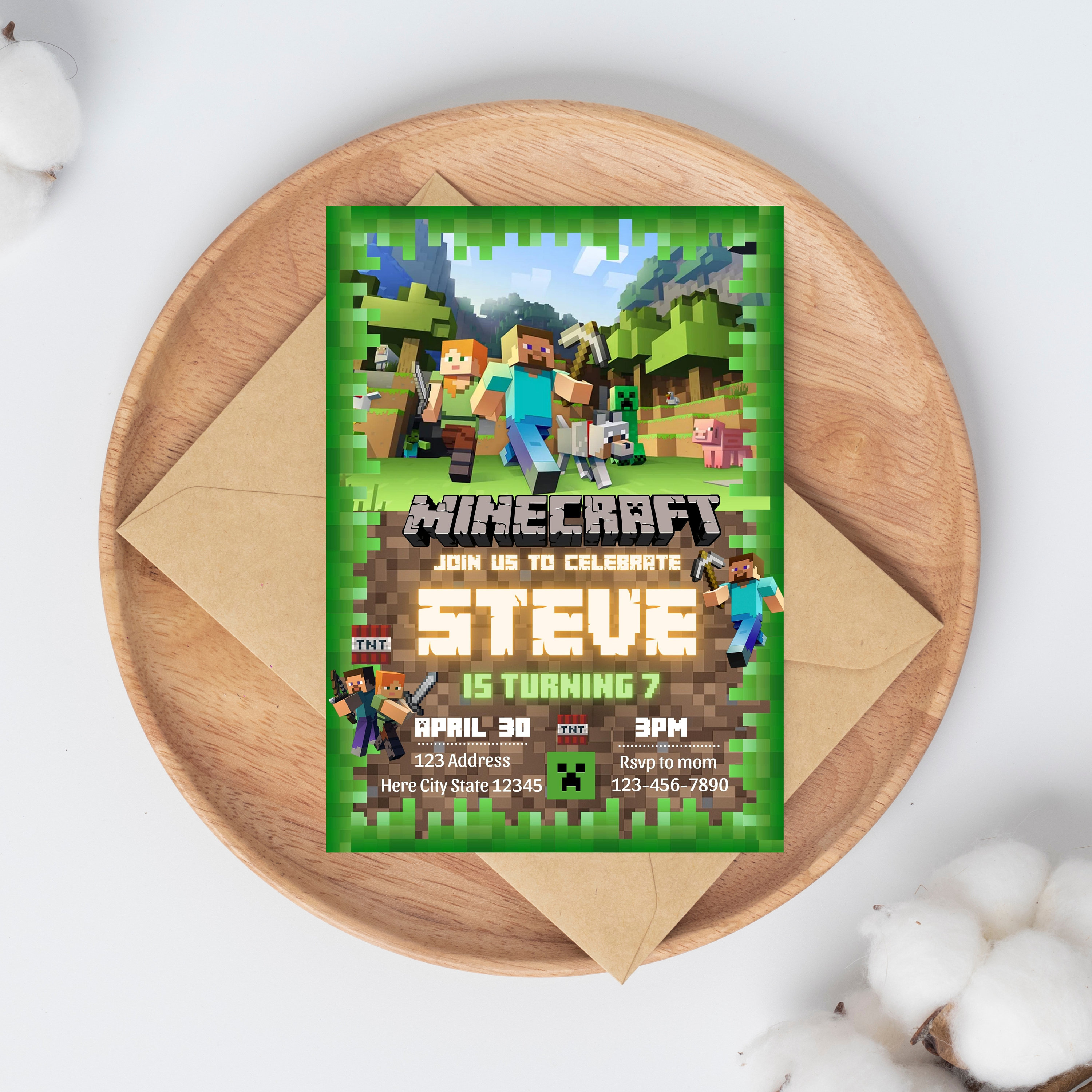 Minecraft Birthday Invitation for Canva Minecrafter Boys - Etsy Australia