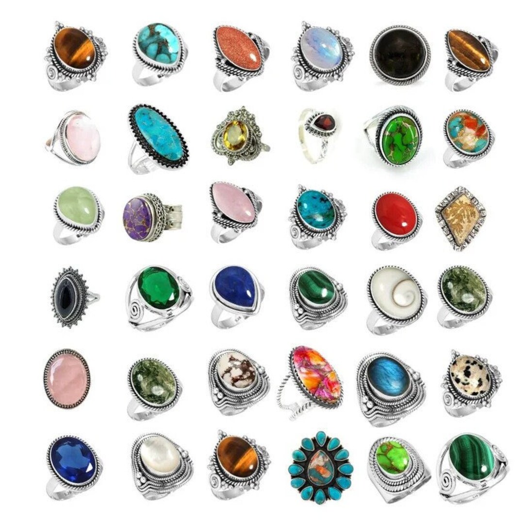 Women's Rings Assorted Crystals Rings for Women, Multi Color Gemstone ...