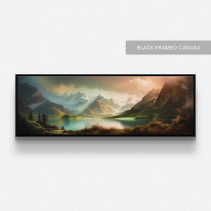 Lakeside Scenery Art Print on Canvas, Hand-crafted Mountain-themed ...