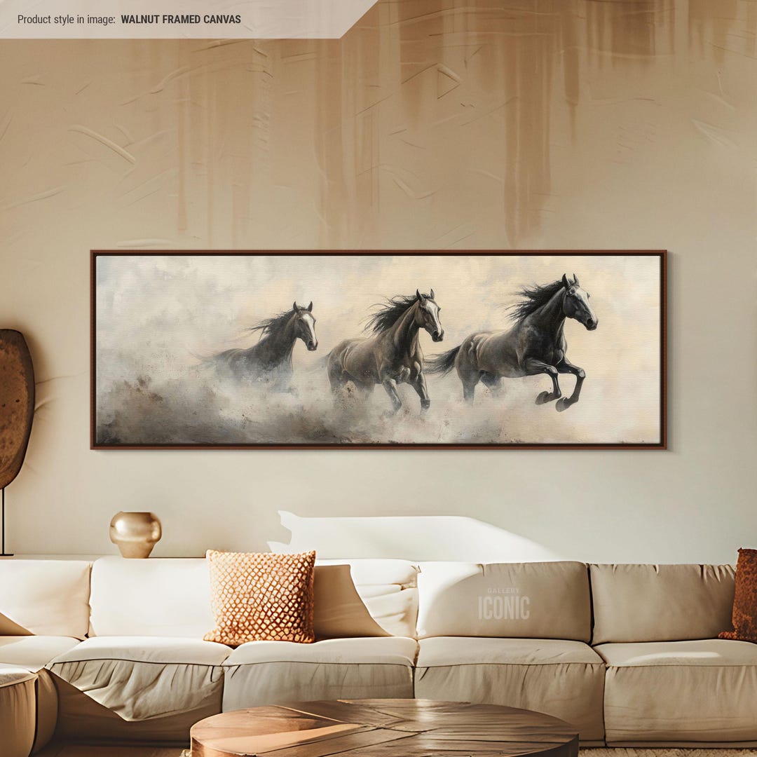 Running Horses Canvas Print | Framed Panoramic Wall Art - Etsy