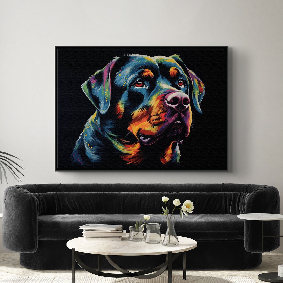 Rottweiler Art Print on Canvas, Gift for Dog Lovers, Abstract Large ...
