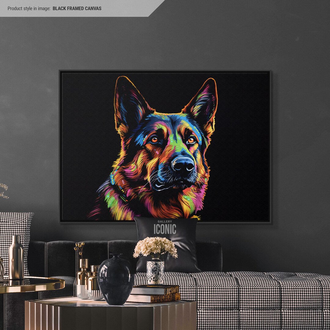 Abstract German Shepherd Canvas Art | Framed Dog Wall Decor - Etsy