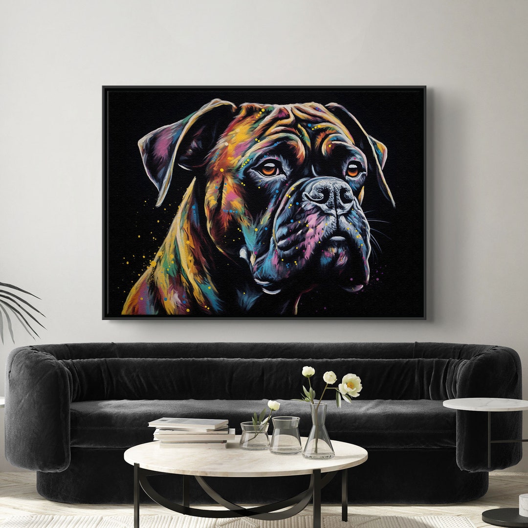Boxer Art Print on Canvas, Gift for Dog Lovers, Abstract Large Animal ...