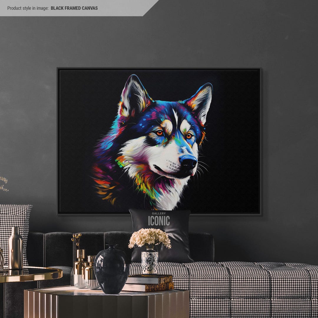Siberian Husky Abstract Canvas Art | Framed Pet Wall Art | Large Dog ...