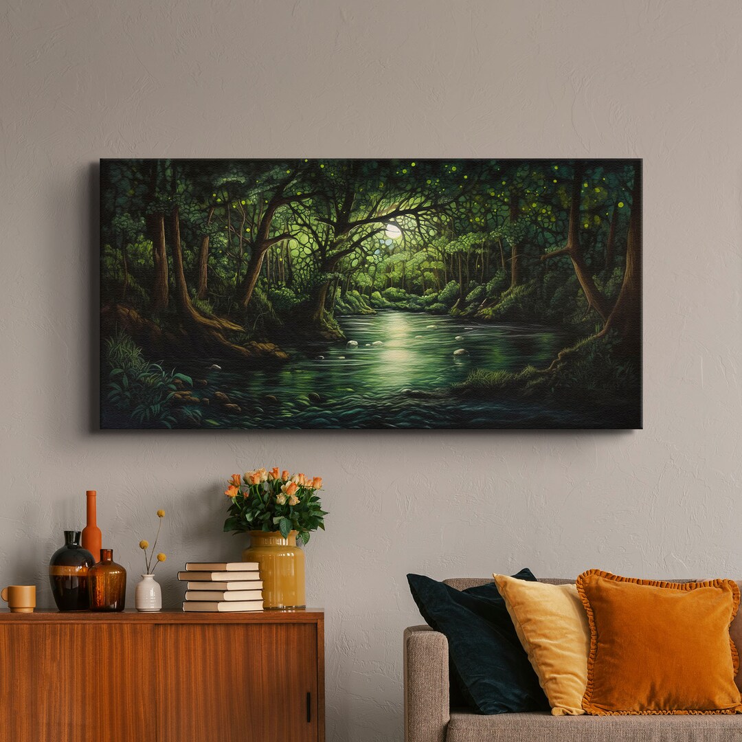Magic Dark Forest Art Print on Canvas, Fantasy Forest, Oil Style ...