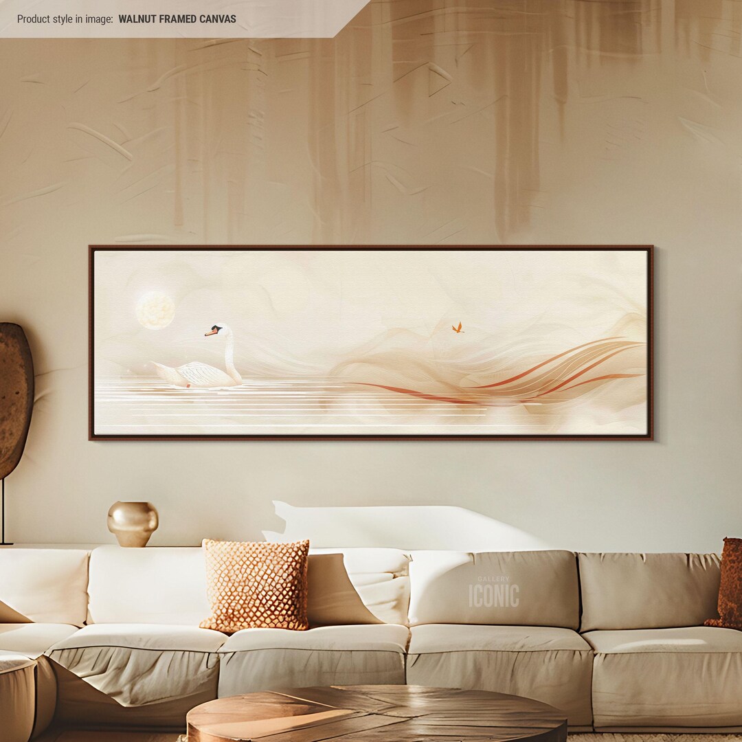 Abstract Swan Wall Art - Framed Neutral Canvas Print - Etsy