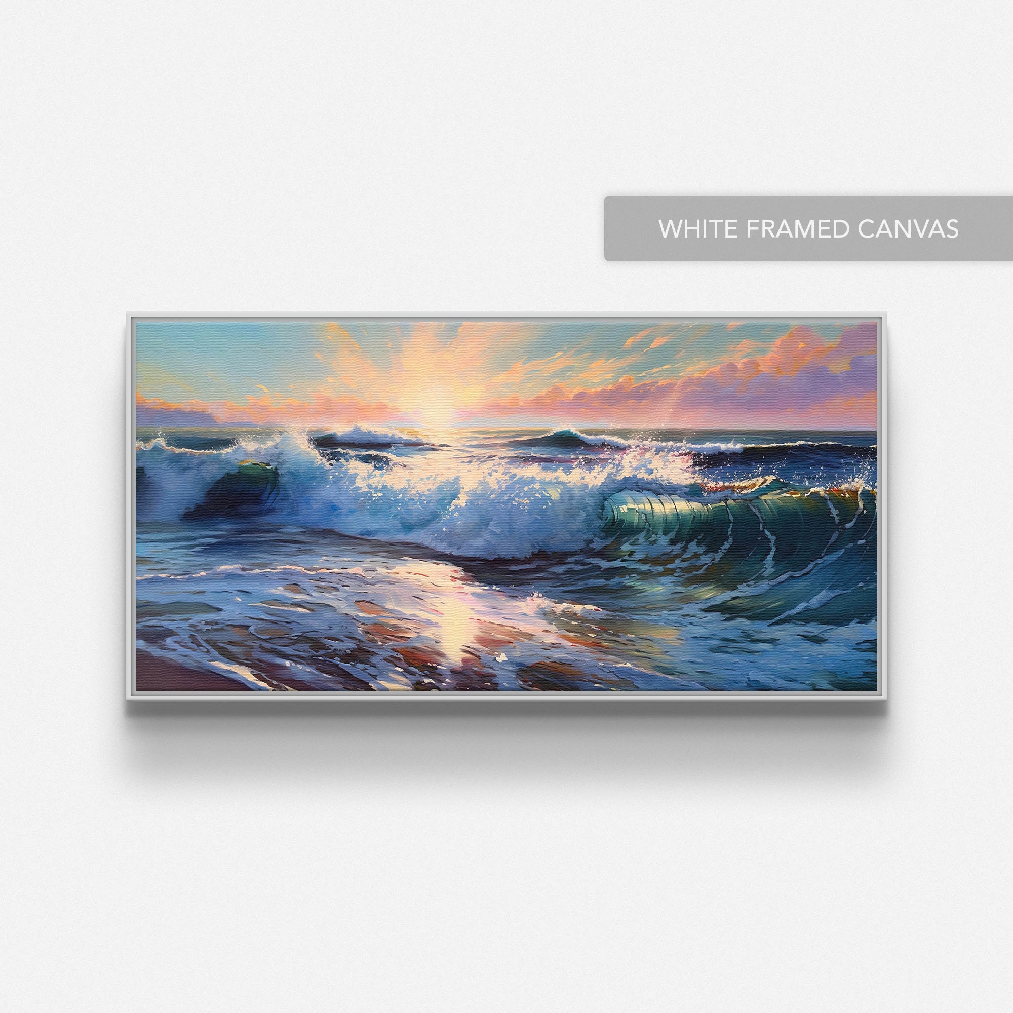 Pretty Beach Waves Art Print on Canvas, Sunny Day at the Beach, Large ...