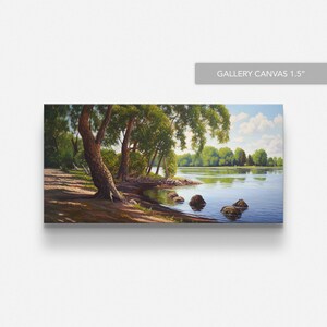 Trees by a River Art Print on Canvas, Hand-crafted River-themed Decor ...