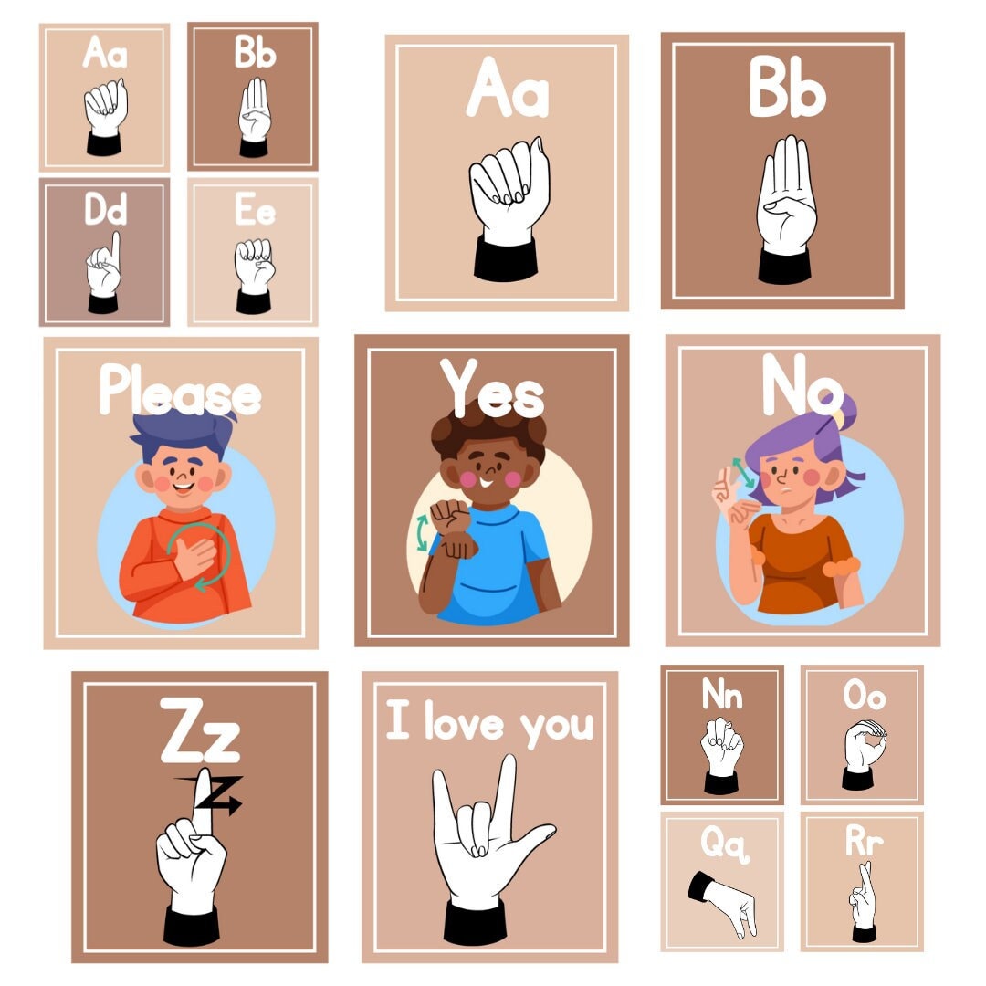NEUTRAL ASL Sign Language Alphabet Flashcards - Etsy