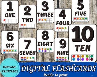 Shapes Number Flash Cards 1 10 Preschool Counting Flash Cards Number ...