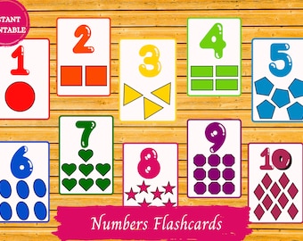 Shapes Number Flash Cards 1 10 Preschool Counting Flash Cards Number ...