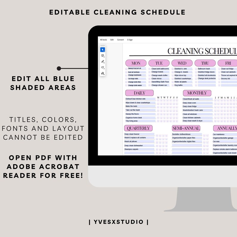 EDITABLE Cleaning Planner, Cleaning Checklist, Schedule, ADHD Cleaning ...