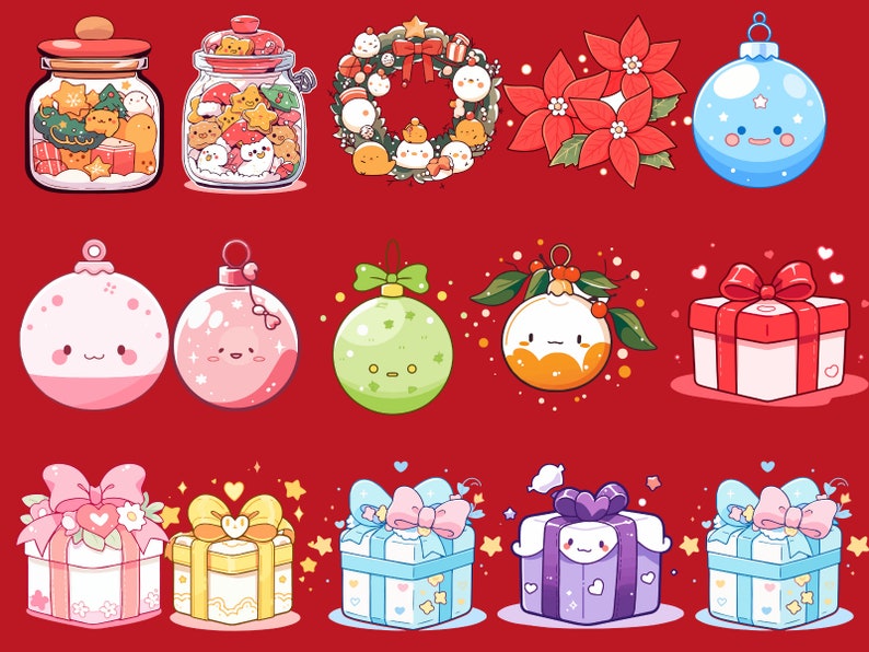 Kawaii Christmas Clipart - 81 Cute Christmas Images - PNG and SVG for ...