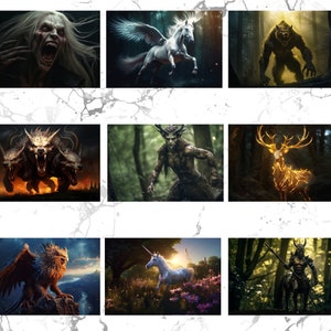 Mythical Creatures Collection Digital Art, Wall Decor, Instant Download ...