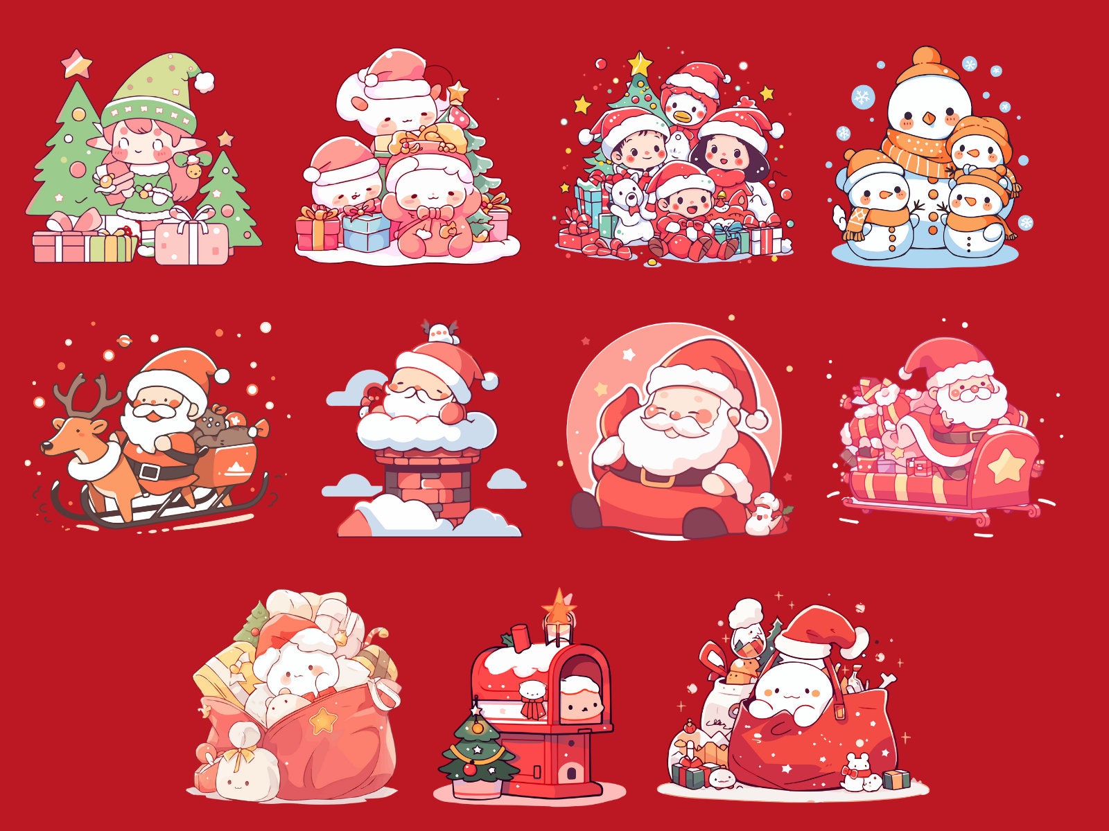 Kawaii Christmas Clipart - 81 Cute Christmas Images - PNG and SVG for ...