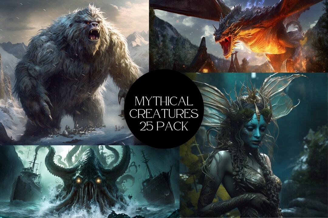 Mythical Creatures Collection Digital Art, Wall Decor, Instant Download ...