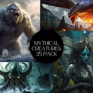 Mythical Creatures Collection Digital Art, Wall Decor, Instant Download ...