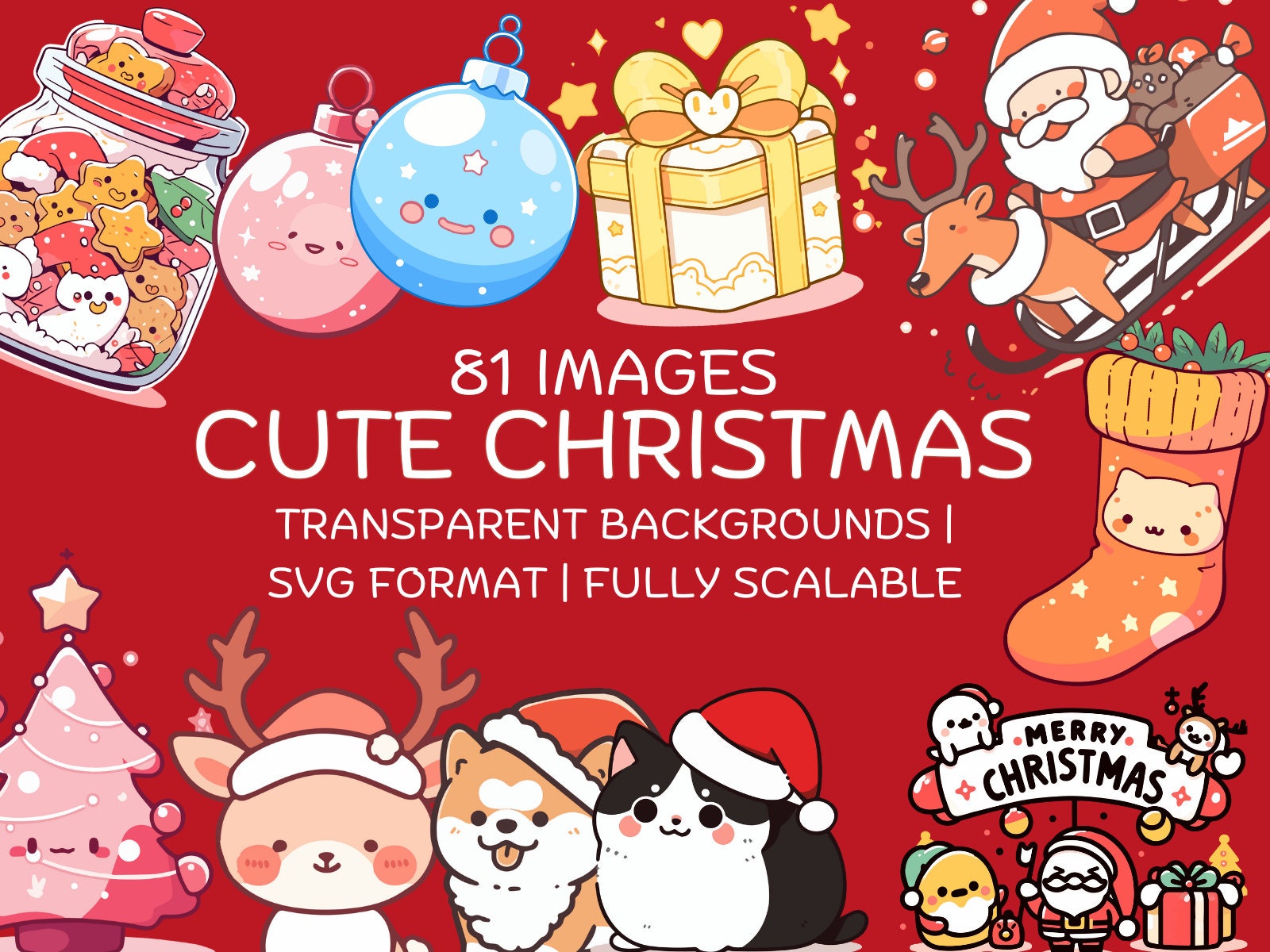 Kawaii Christmas Clipart 81 Cute Christmas Images PNG and SVG for ...