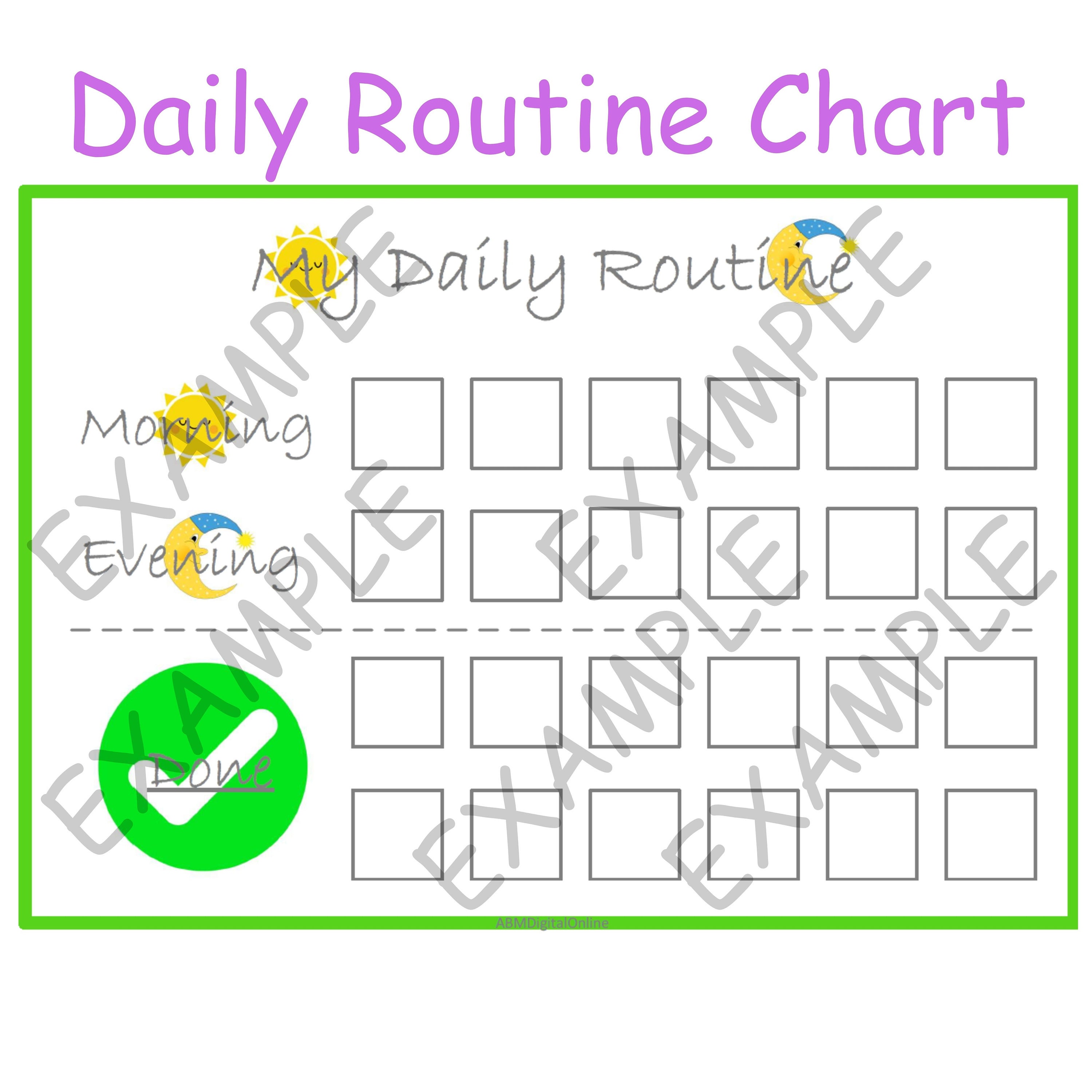 Kids Daily Responsibilities Chart, Printable Daily Routine, Chore Chart ...
