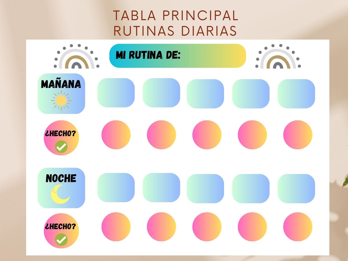 Tabla de rutinas para niños y niñas / Organizador de tareas / Tabla de ...