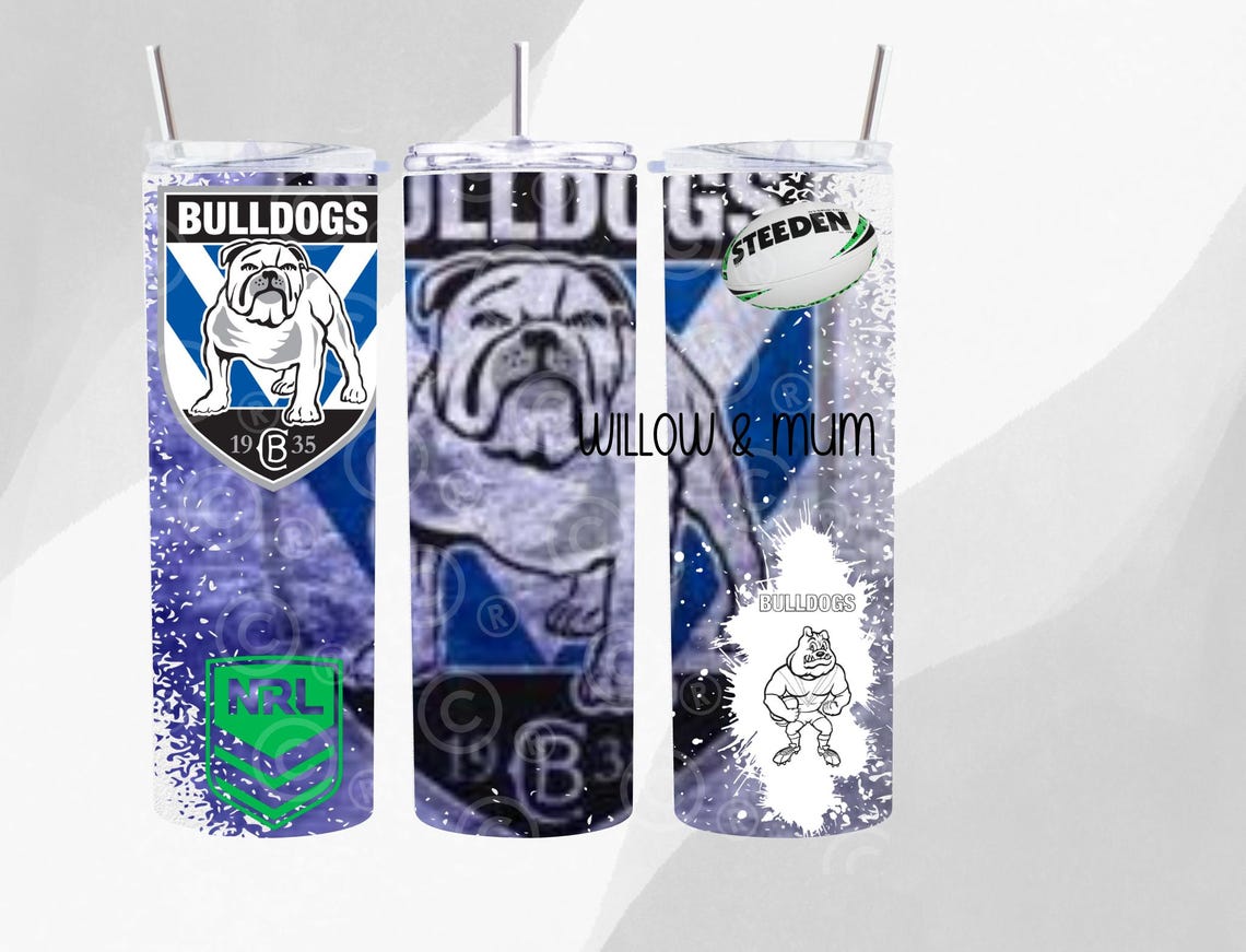 National Rugby League NRL Bulldogs Sublimation 20oz Tumbler Straight UV ...