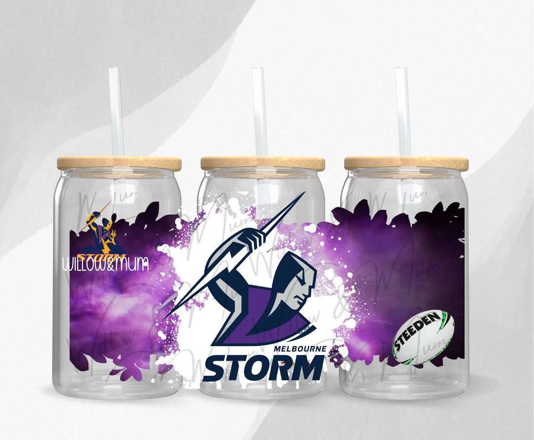 National Rugby League NRL Storm Sublimation 16oz Libby Glass UV DTF ...