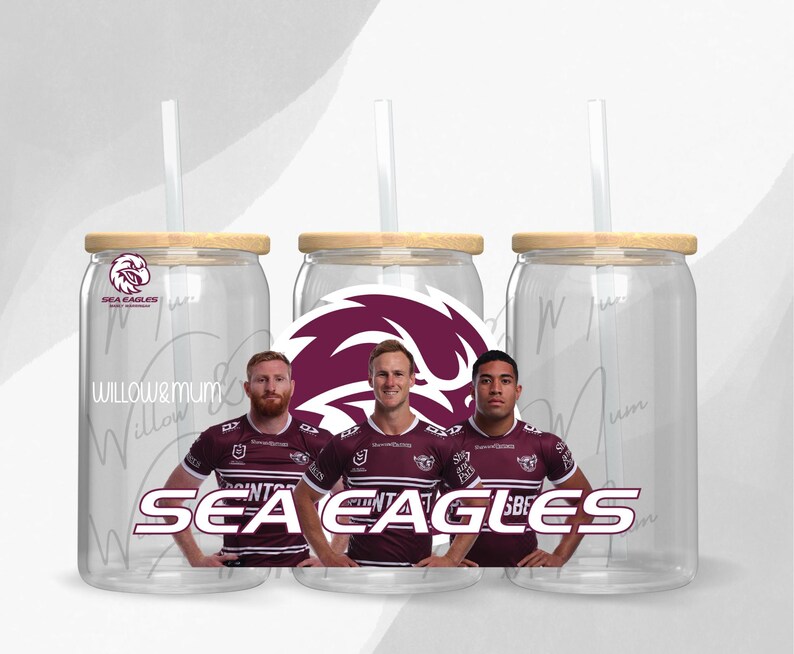 National Rugby League NRL Sea Eagles Sublimation 16oz Libby Glass UV ...
