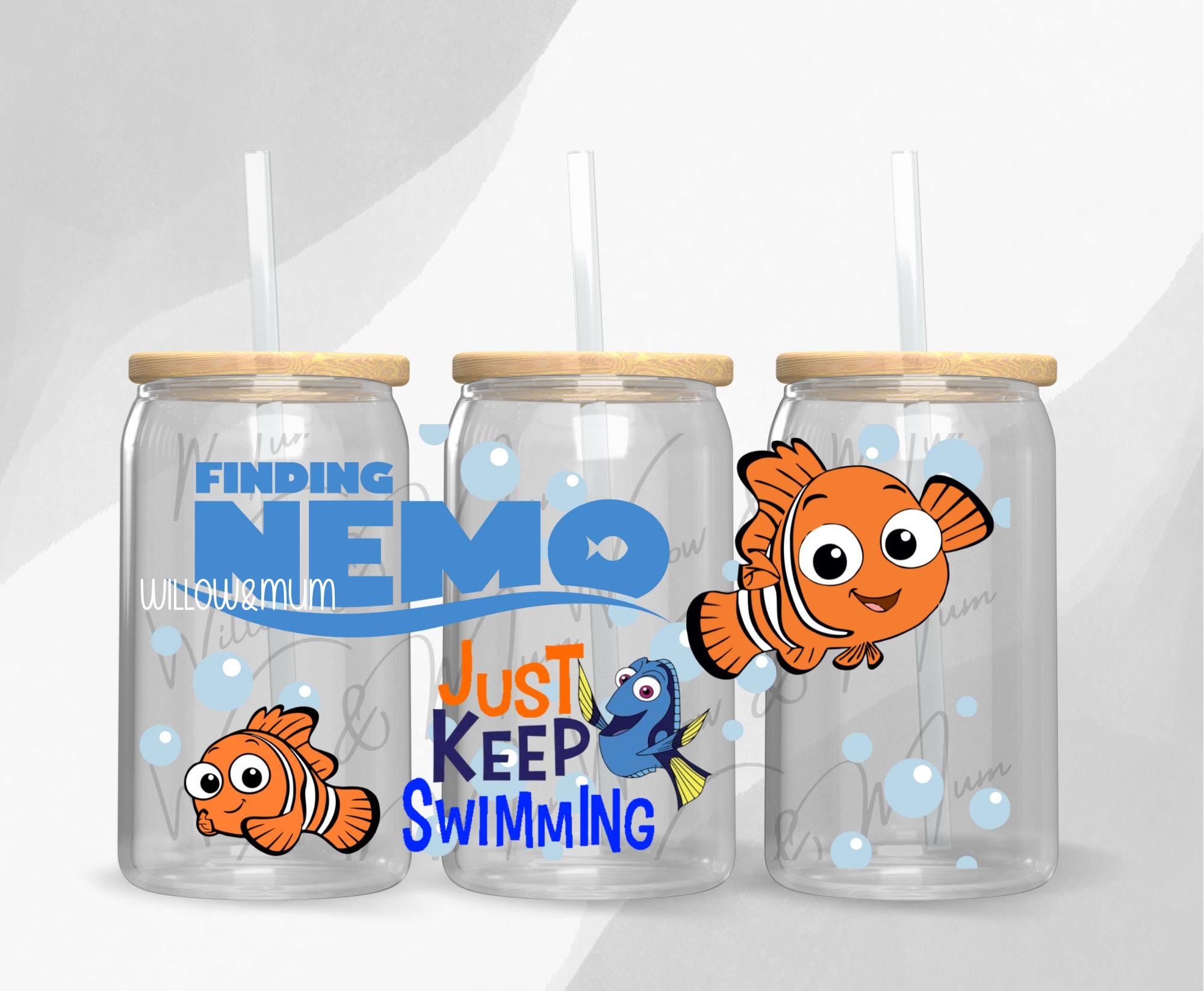 Disney Finding Nemo Sublimation 16oz Glass Can UV DTF File Png Digital ...