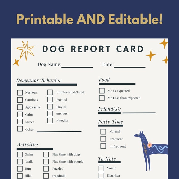 Dog Report Card - Etsy