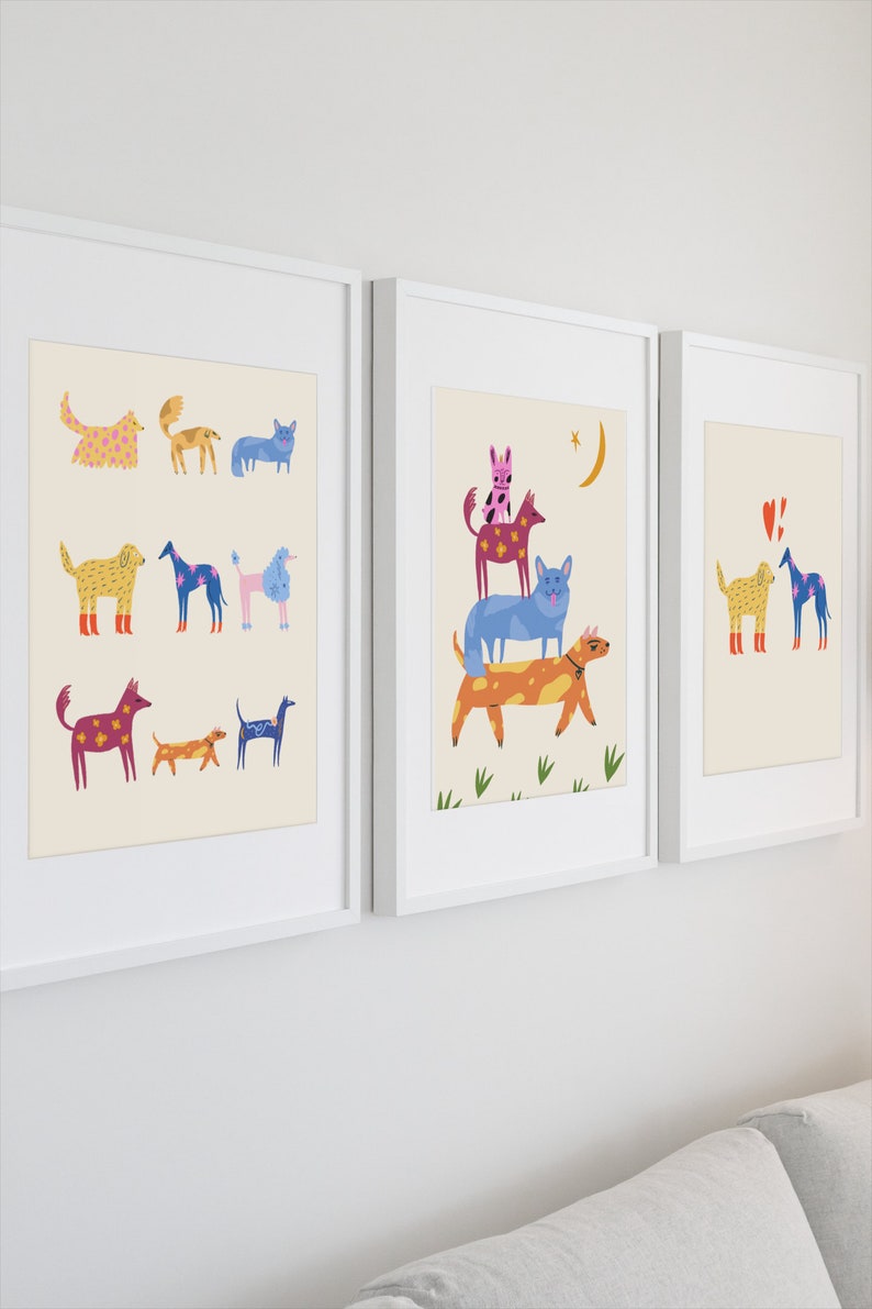 Funky Dog Art Wall Collection High Quality Printable Files for Gallery ...